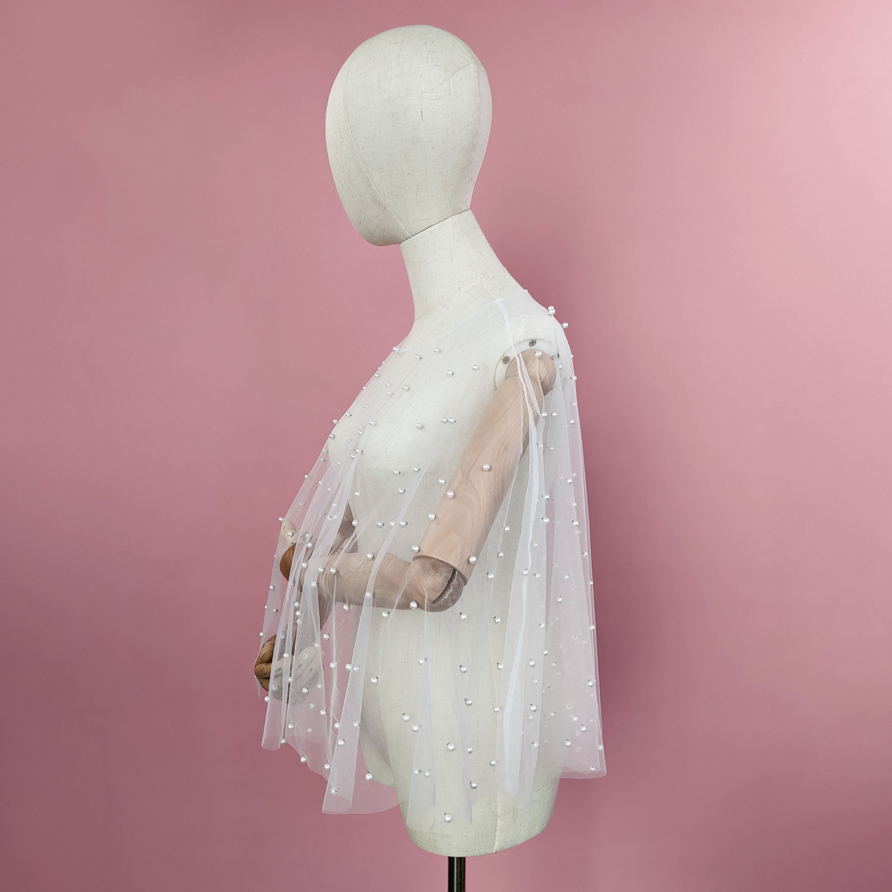 Pearl Cape Bridal Capelet Scattered Pearls Ivory Color Soft - Etsy