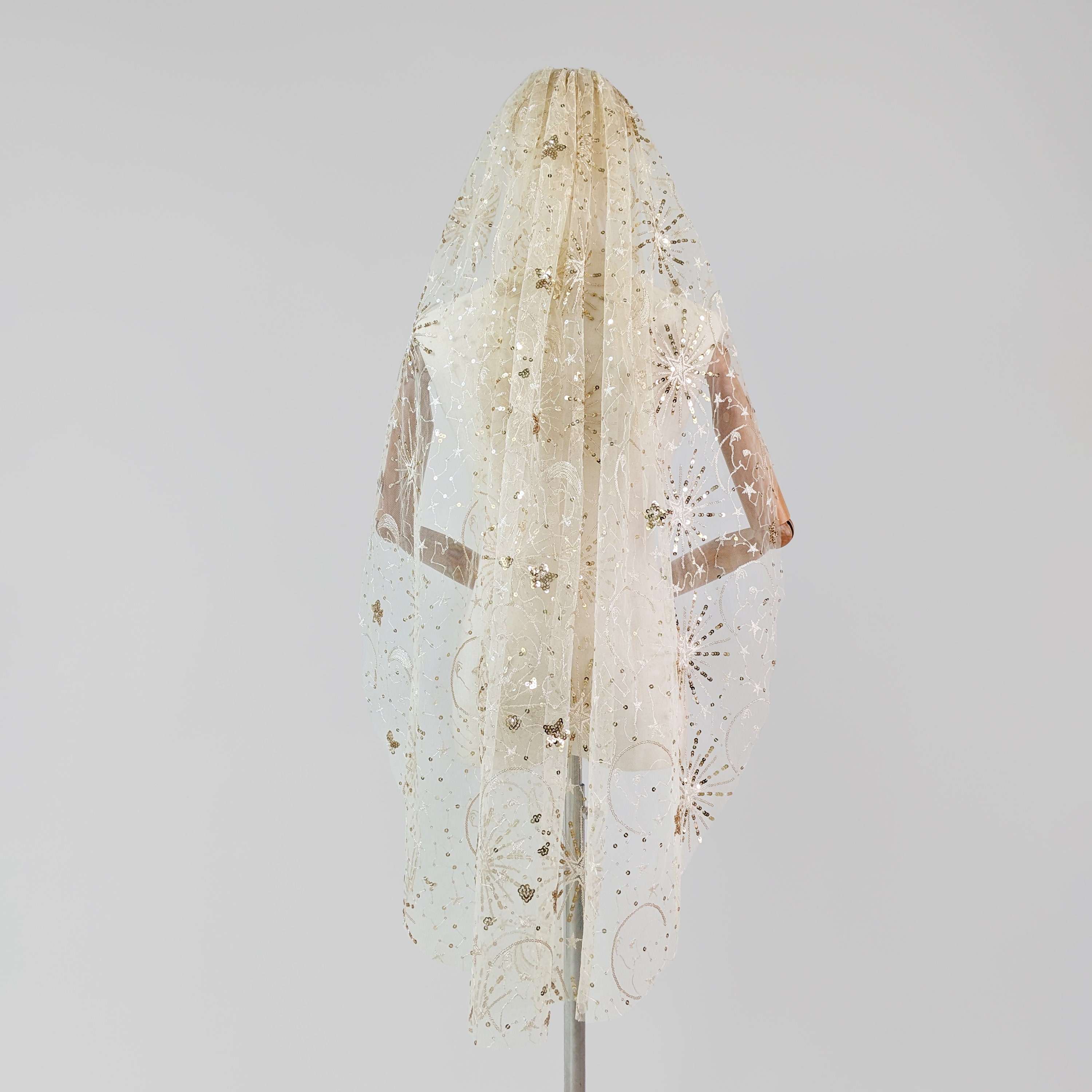 Celestial Gold Wedding Veil Star and Moon Bridal Veil - Etsy