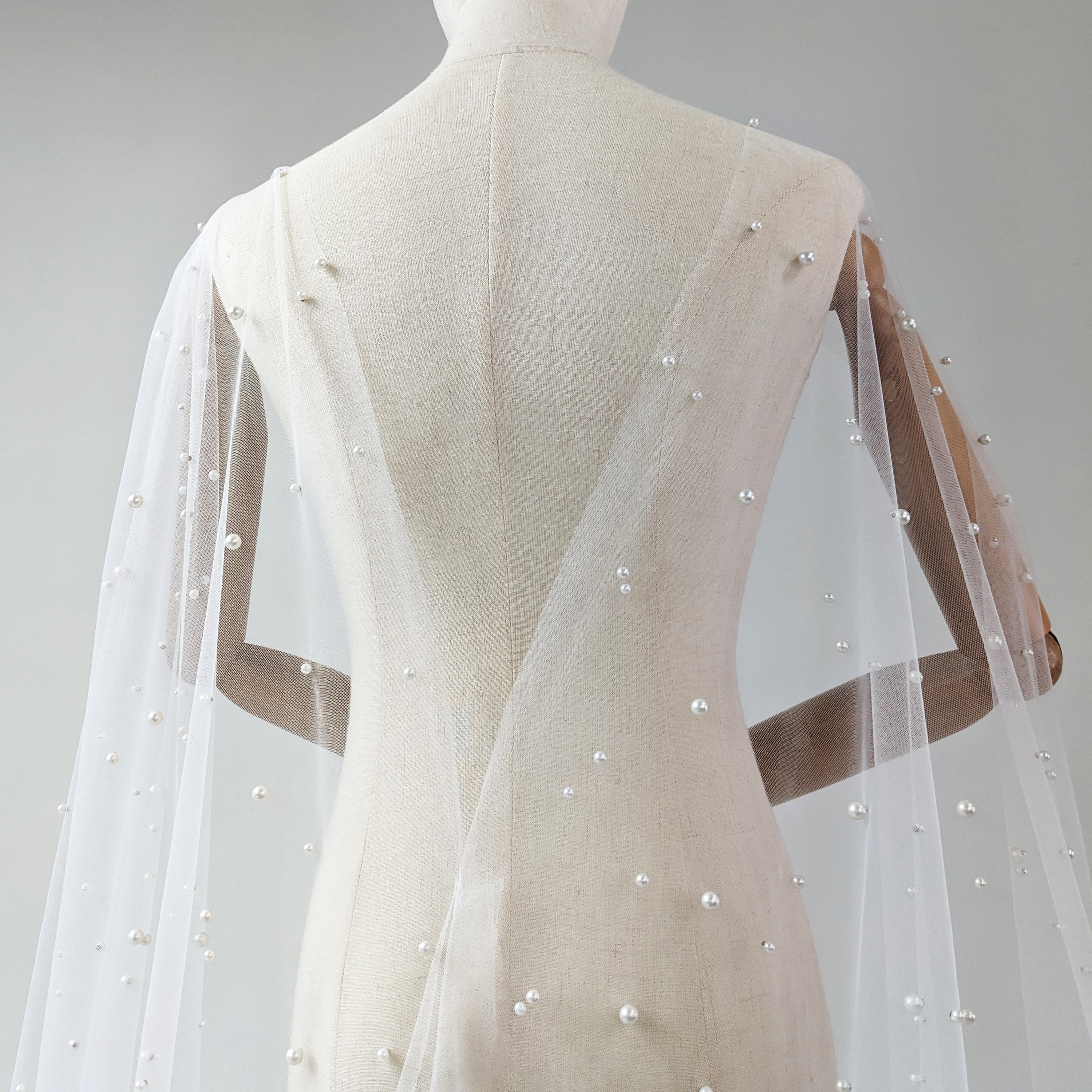 Pearl Bridal Cape, Ivory Soft Tulle, Heavily Beaded With Pearls ...