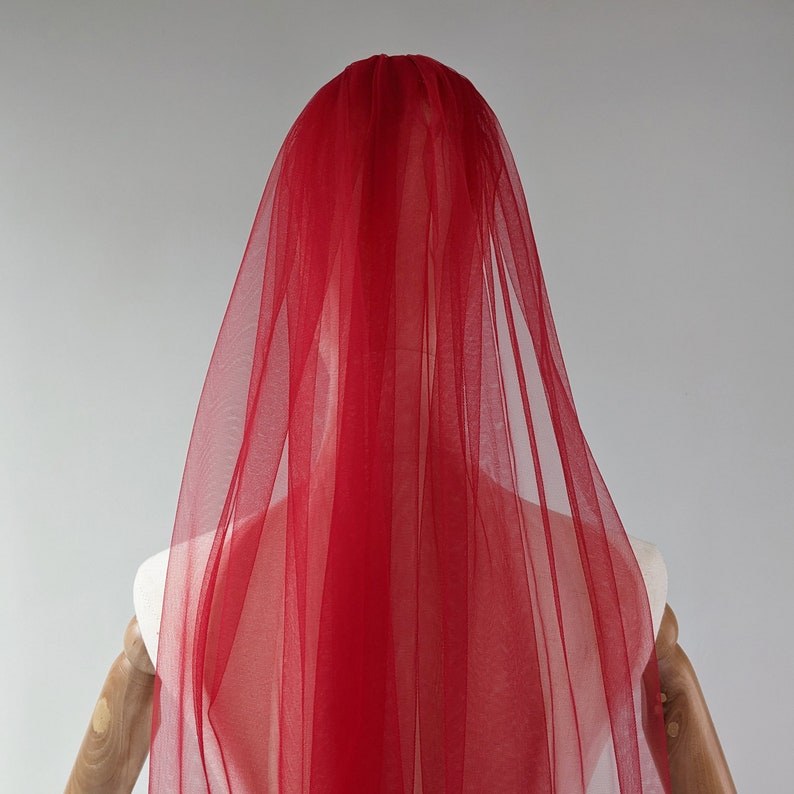 Red Wedding Veil Rose Red Minimalist Wedding Veil - Etsy