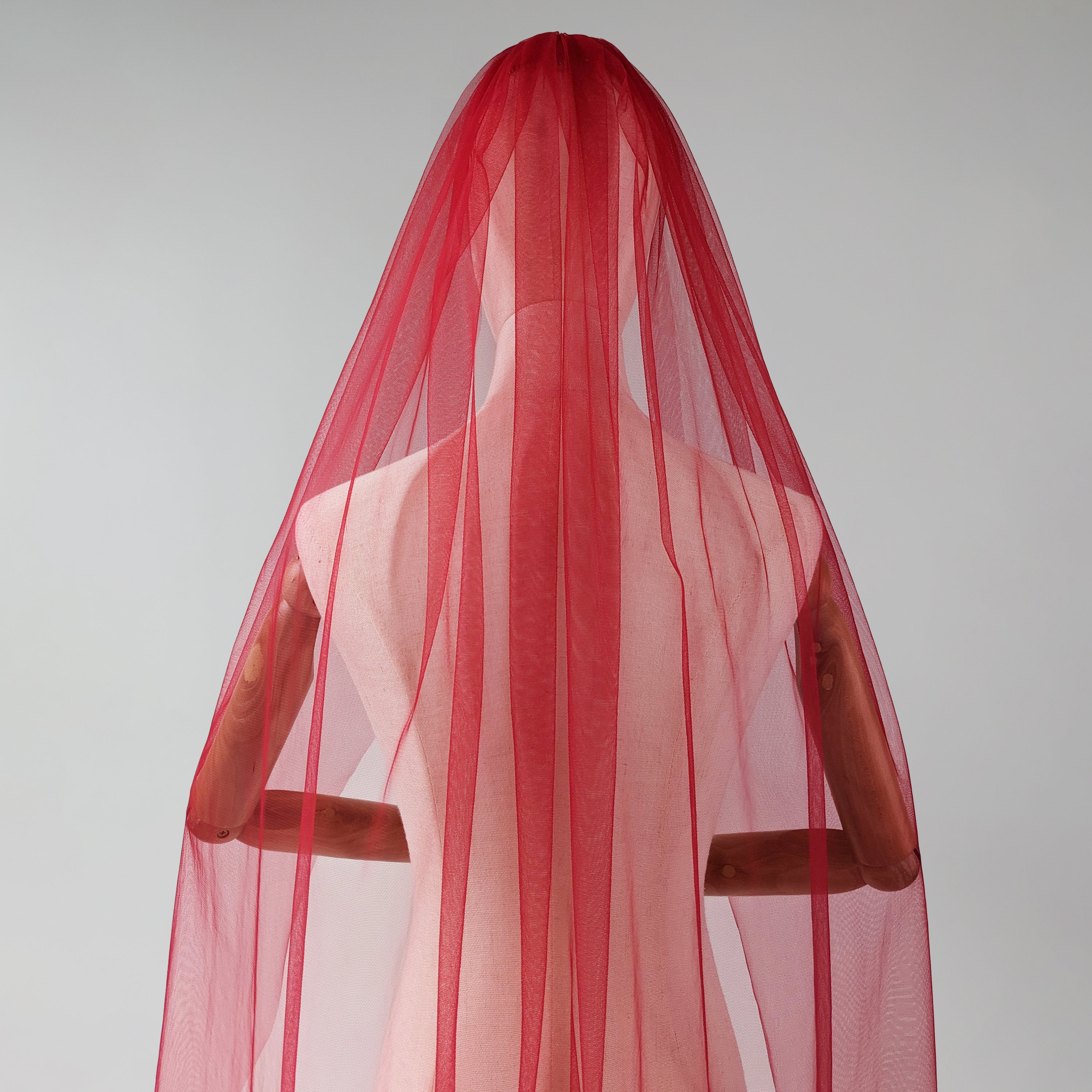 Red Wedding Veil Rose Red Minimalist Wedding Veil, Lightweight Fabric ...