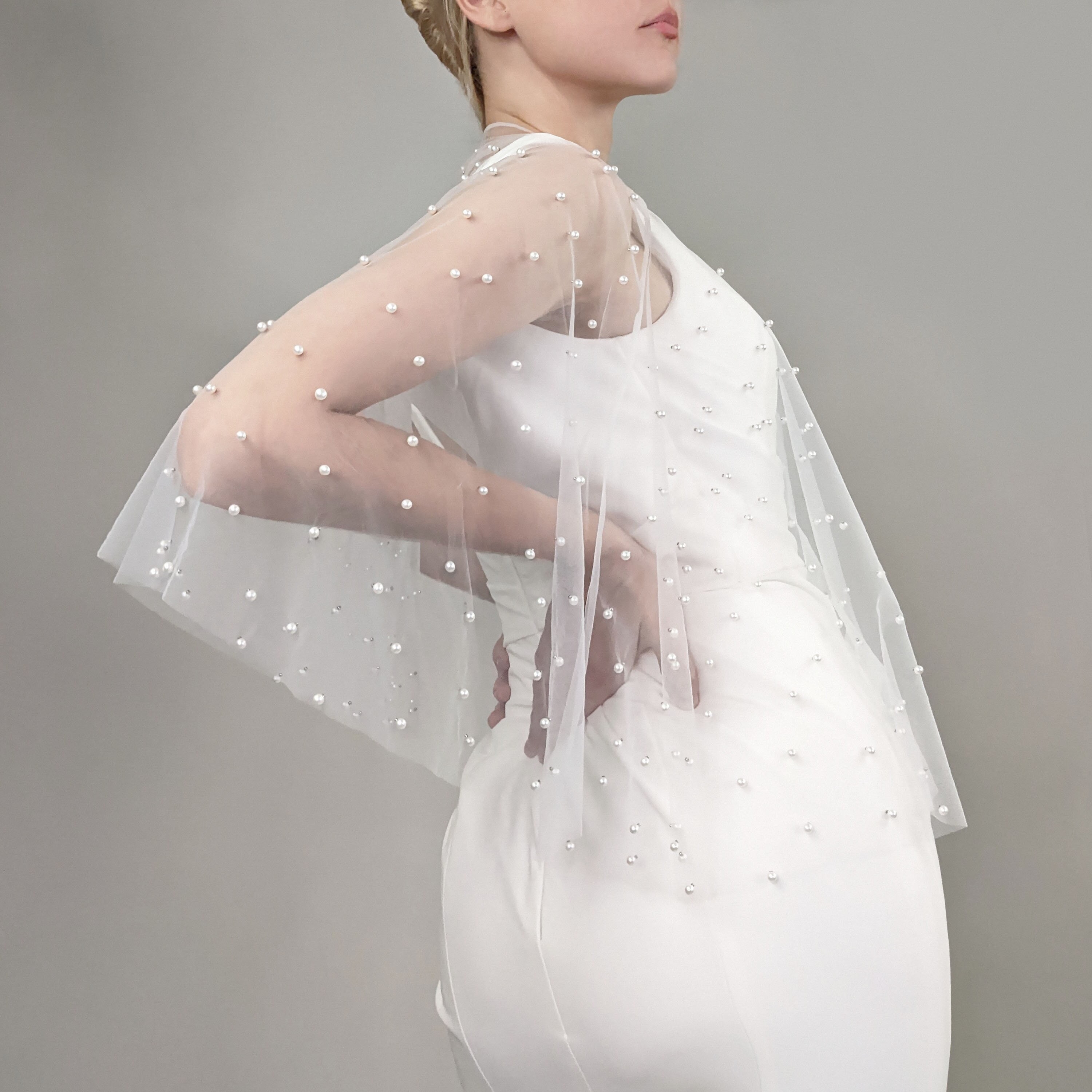 Pearl Cape Bridal Capelet Scattered Pearls Ivory Color Soft - Etsy