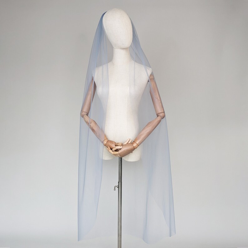 Dusty Blue Wedding Veil Simple Blue Wedding Veil - Etsy