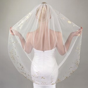 Gold Flake Wedding Veil - Golden Metallic Sparkle Veil - Soft Tulle ...