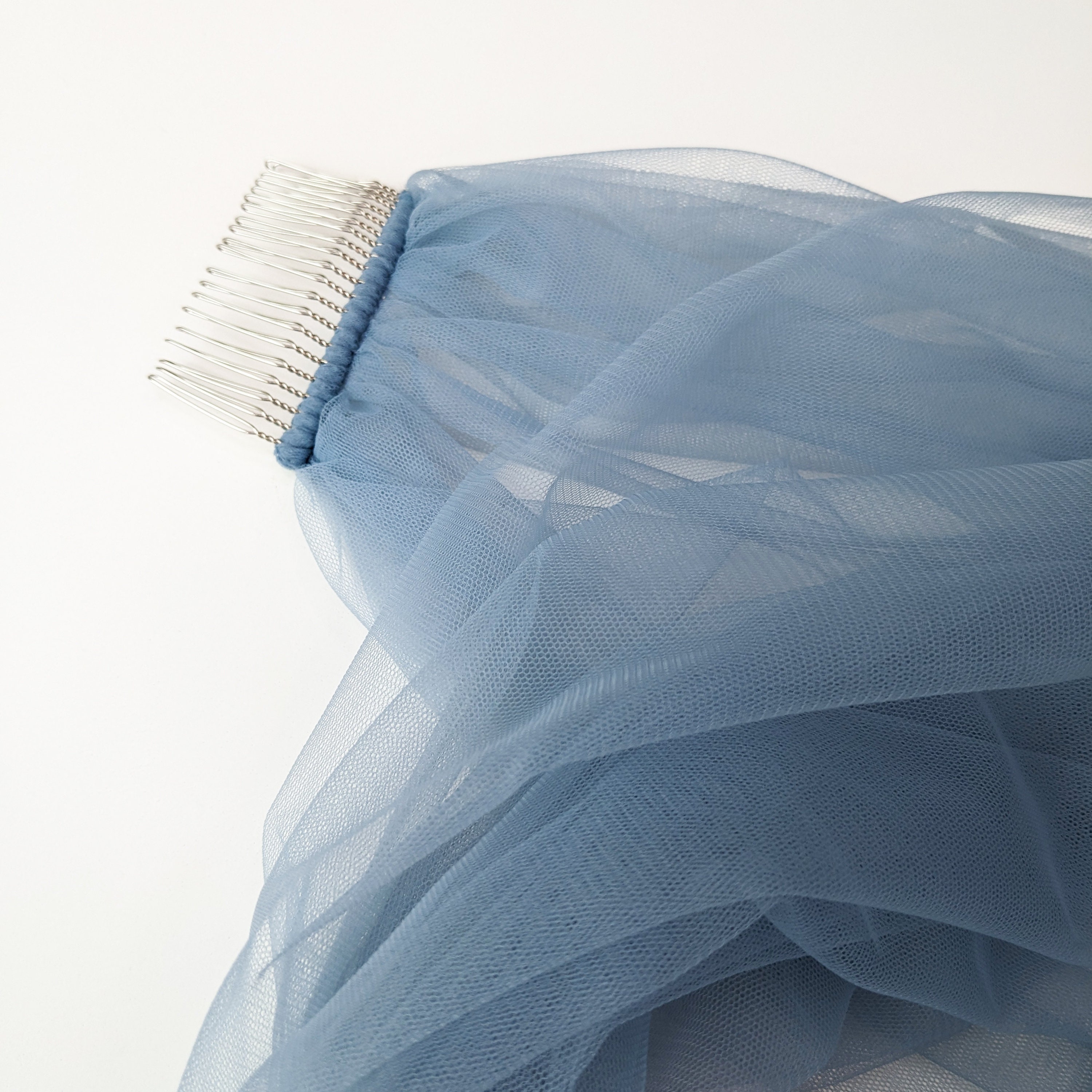 Dusty Blue Wedding Veil Simple Blue Wedding Veil, Lightweight Fabric ...