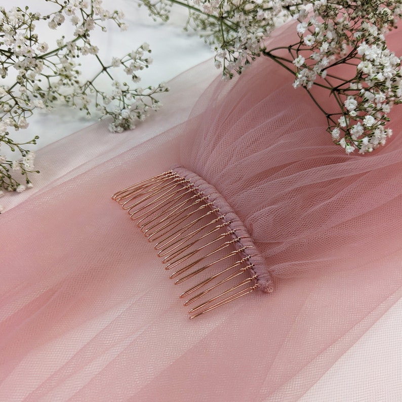 Dusty Pink Blush Bridal Veil Rose Minimalist Wedding Veil - Etsy