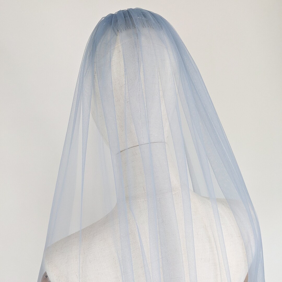 Dusty Blue Wedding Veil Simple Blue Wedding Veil, Lightweight Fabric ...
