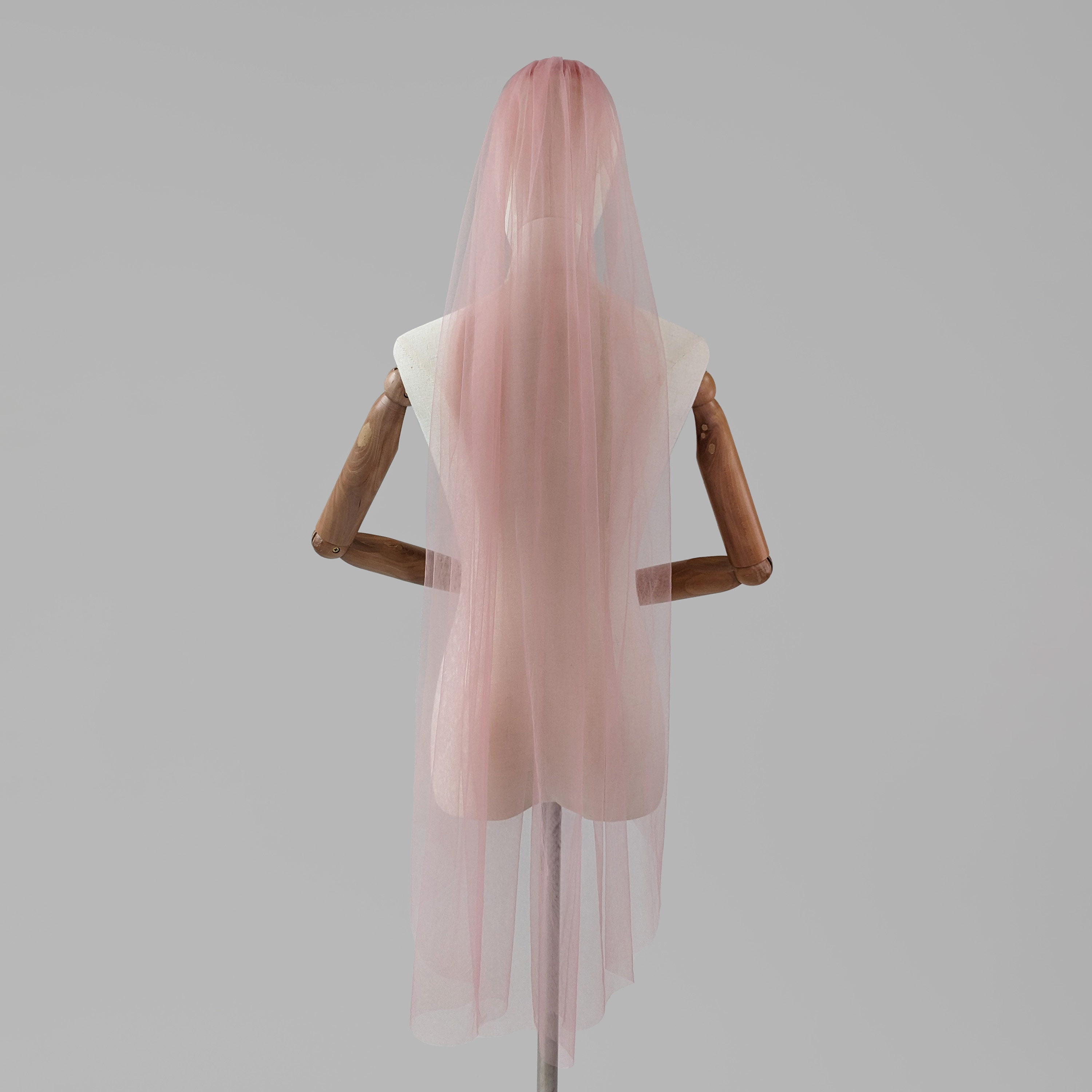 Dusty Pink Blush Bridal Veil Rose Minimalist Wedding Veil - Etsy