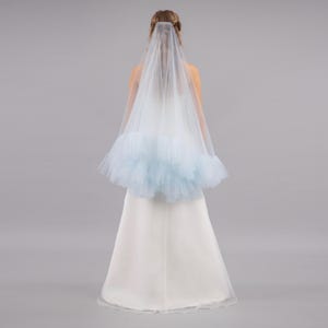 Baby Blue Ruffle Wedding Veil: Tulle Bridal Veil With Comb - Etsy
