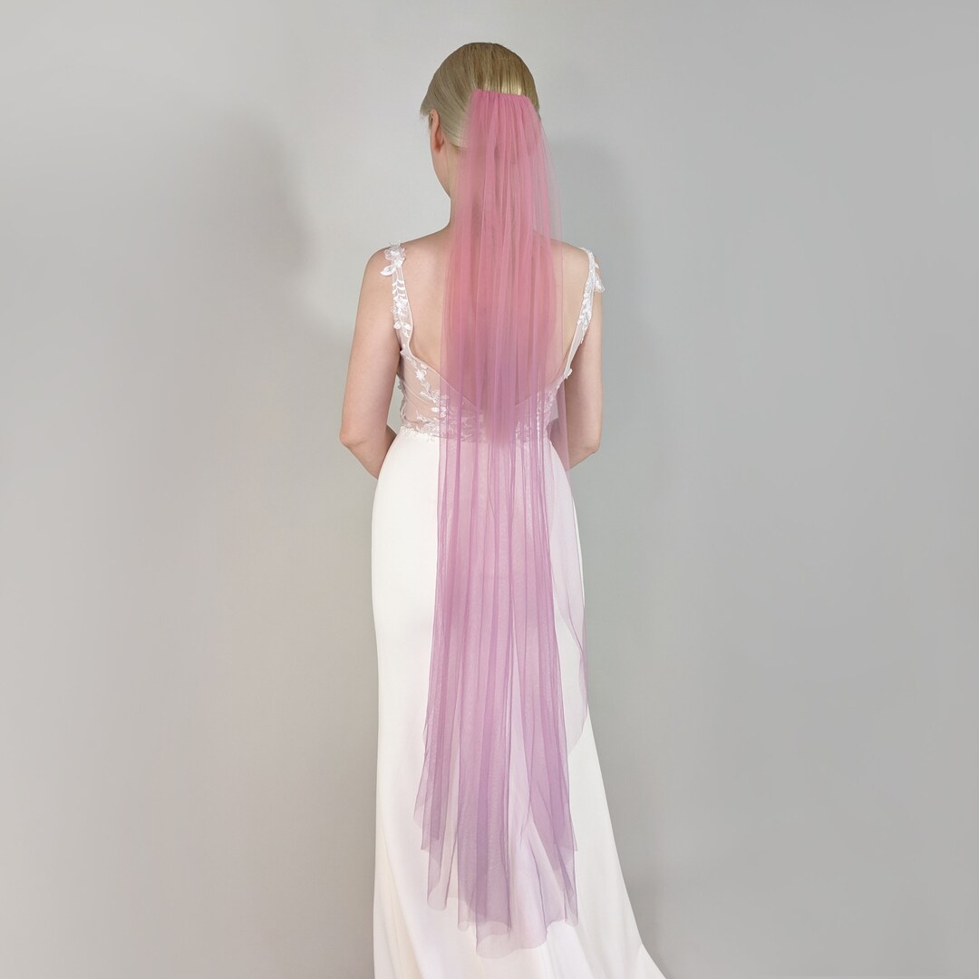 Pink and Lilac Purple Ombre Wedding Veil, Pastel Pink and Purple Color ...