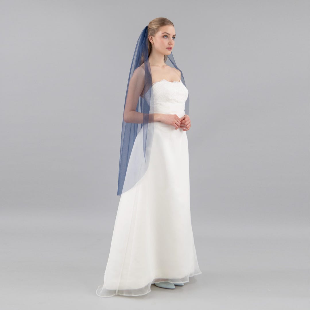 Navy Blue Wedding Veil - Simple Dark Blue Wedding Veil, Lightweight ...