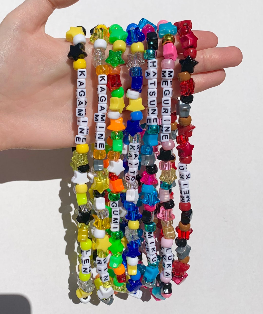 Vocaloid Beaded Necklace and Bracelet Sets Len, Rin, Gumi, Kaito, Miku ...