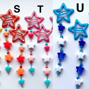 Colourful Star Clip Pairs With Star Bead Dangles Decora Kidcore Cute ...