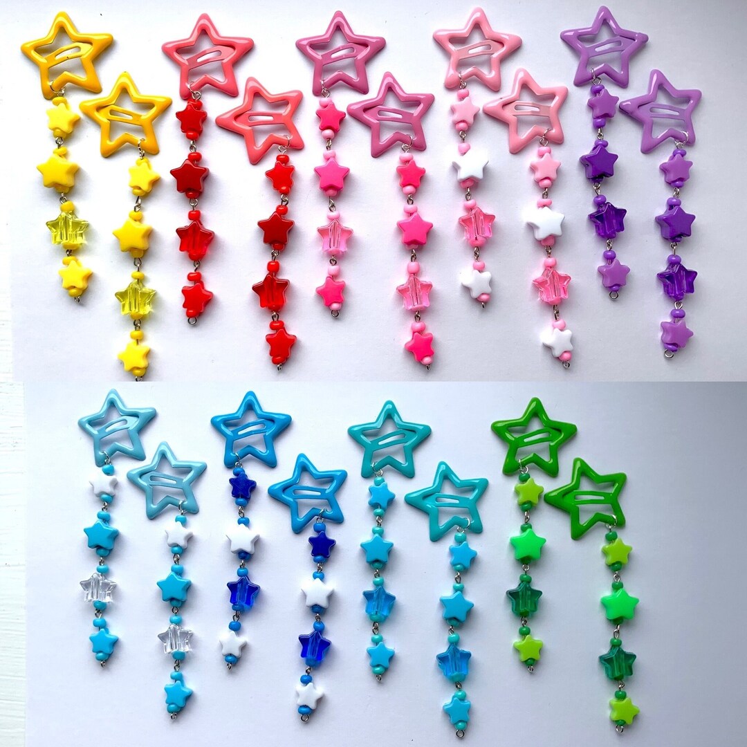 Colourful Star Clip Pairs With Star Bead Dangles Decora - Etsy