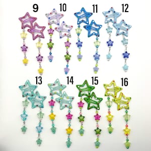 Colourful Star Clip Pairs With Star Bead Dangles Decora Kidcore Cute ...