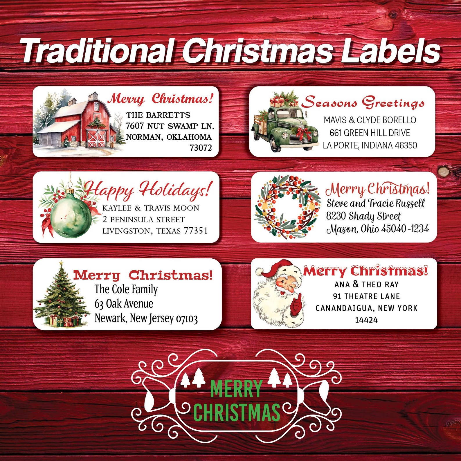 Christmas Scene Return Address Labels Envelope Stickers Holiday ...