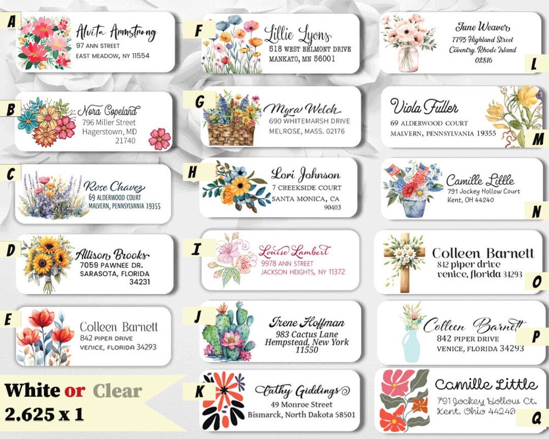 Flower Labels | Return Address Labels With Flowers, Sunflowers ...