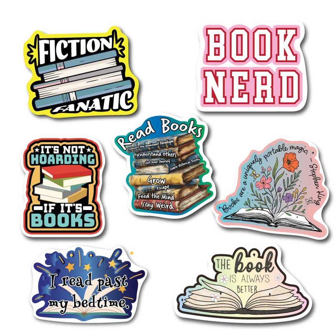Book Lovers Sticker Pack, Nerd, Fiction, Reading Vinyl Decals ...
