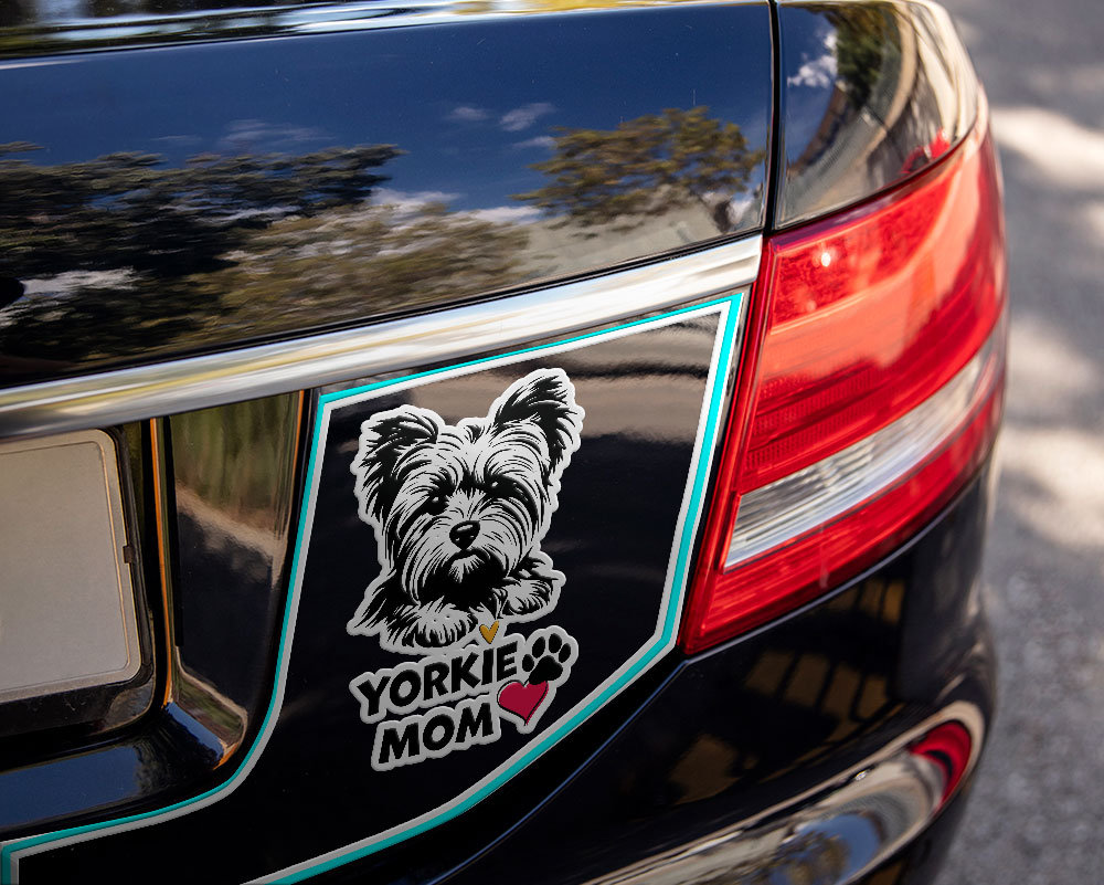 Yorkie Dog Mom Die Cut Vinyl Sticker for Car, Laptop for Dog Lover ...
