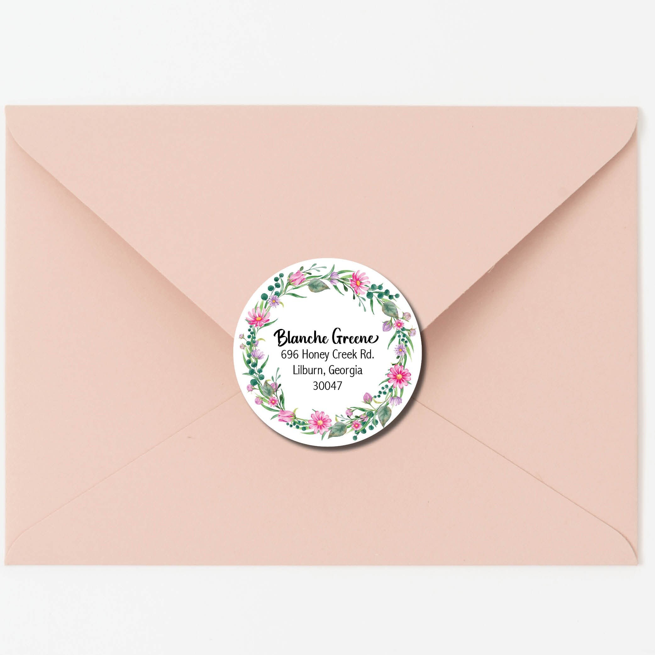 Round Return Address Labels Floral, Bouquet, Flowers, Envelope Stickers ...