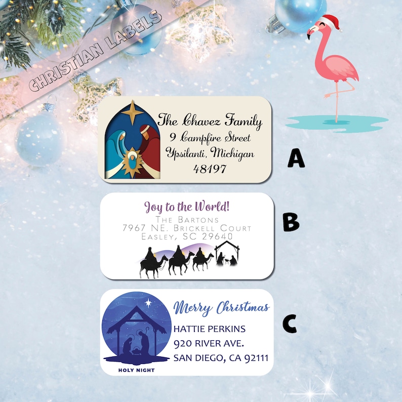 Nativity of Jesus Return Address Labels Christmas Christian Envelope ...