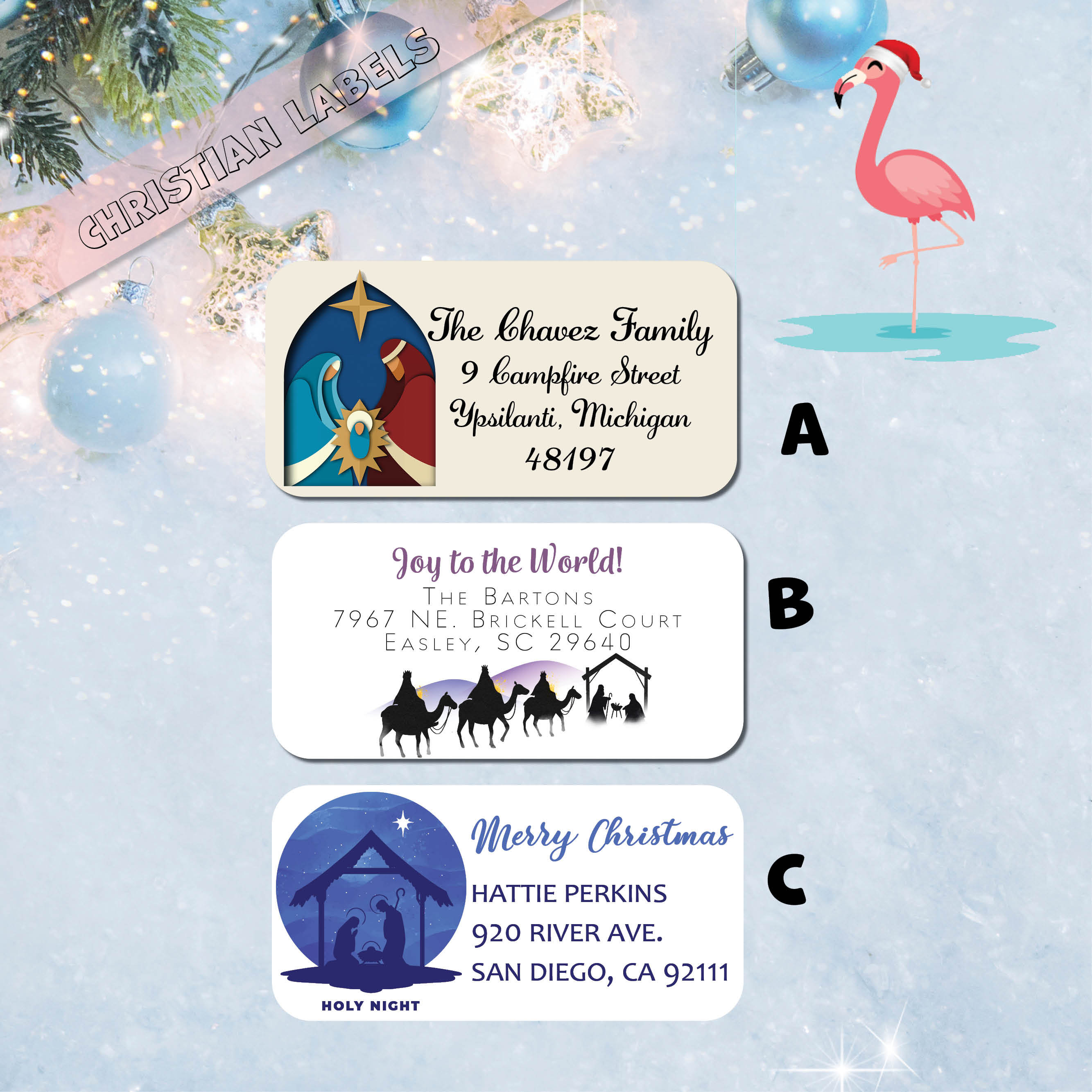 Nativity of Jesus Return Address Labels Christmas Christian Envelope ...