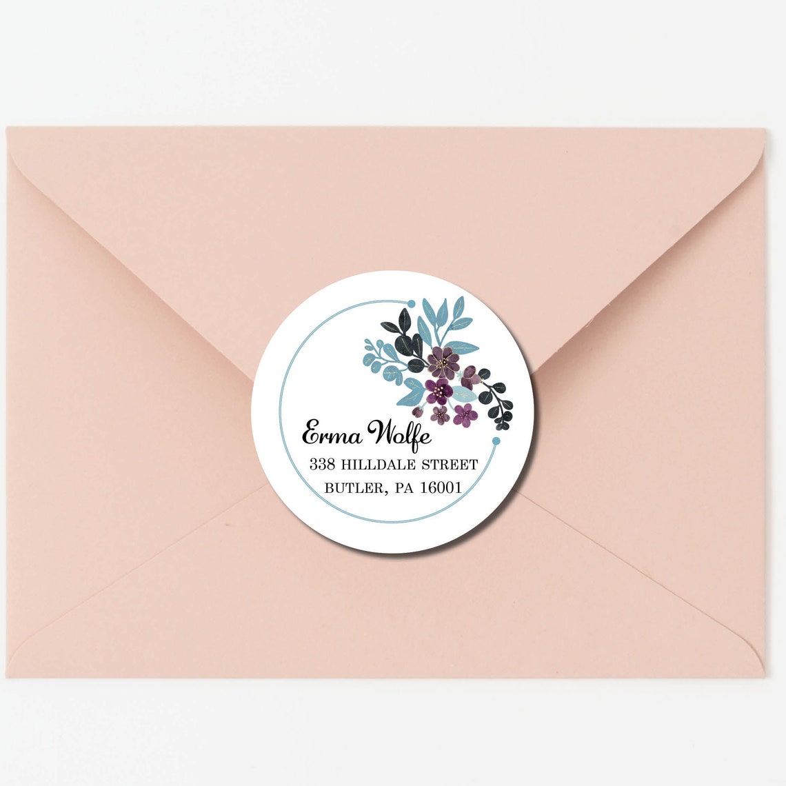 Round Return Address Labels Floral, Bouquet, Flowers, Envelope Stickers ...