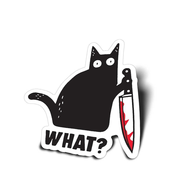 Cat With Knife Car Decal Etsy