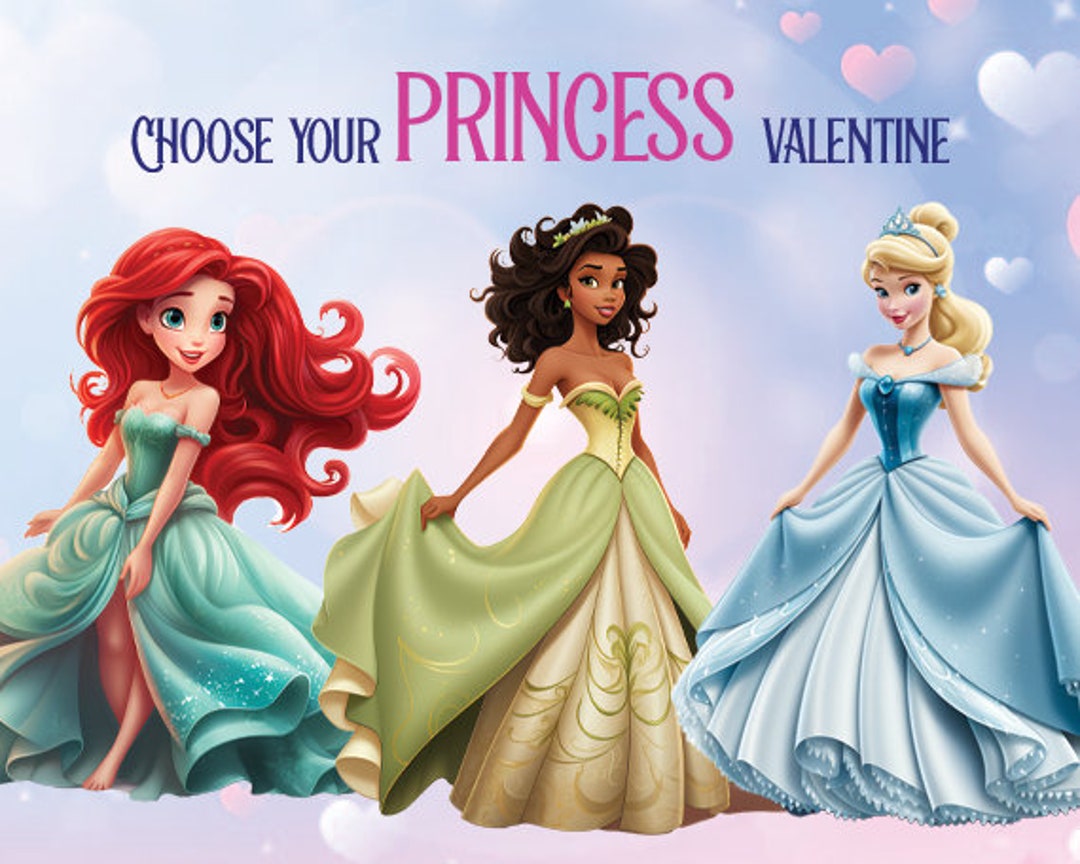 Choose Your Princess Valentine Cards for School Parties Heart Day Love ...