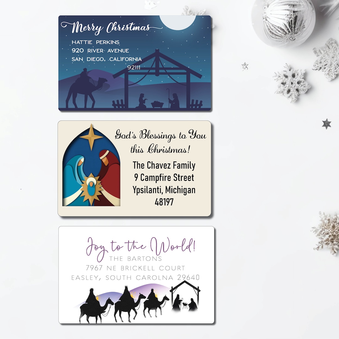 Nativity of Jesus Return Address Labels Christmas Christian Envelope ...