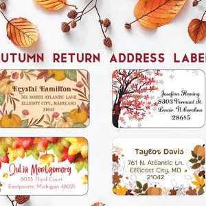 Autumn Fall Return Address Labels With Leaves, Pumpkins, Flowers - Etsy