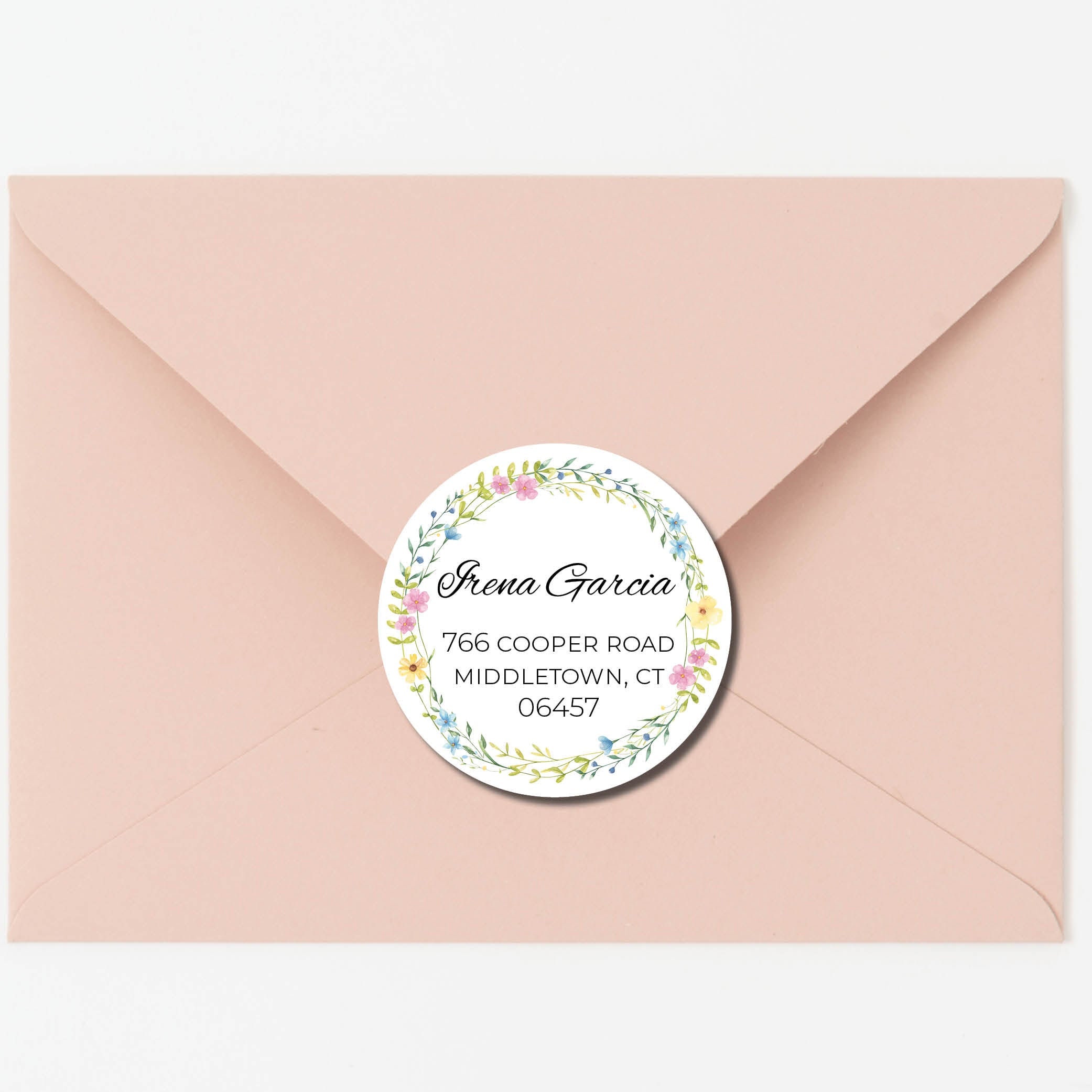Round Return Address Labels Floral, Bouquet, Flowers, Envelope Stickers ...