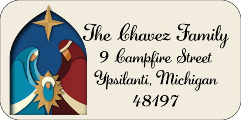 Nativity of Jesus Return Address Labels Christmas Christian Envelope ...
