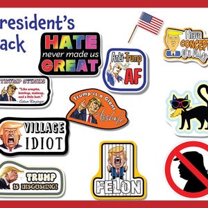 Anti Trump President's Sticker Pack, 10 Vinyl Decals for Liberals ...