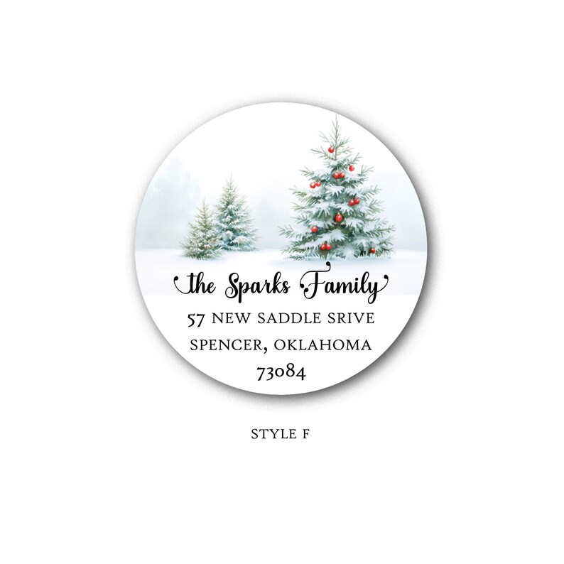 Christmas Tree Return Address Labels Envelope Xmas Tree Sticker Round ...