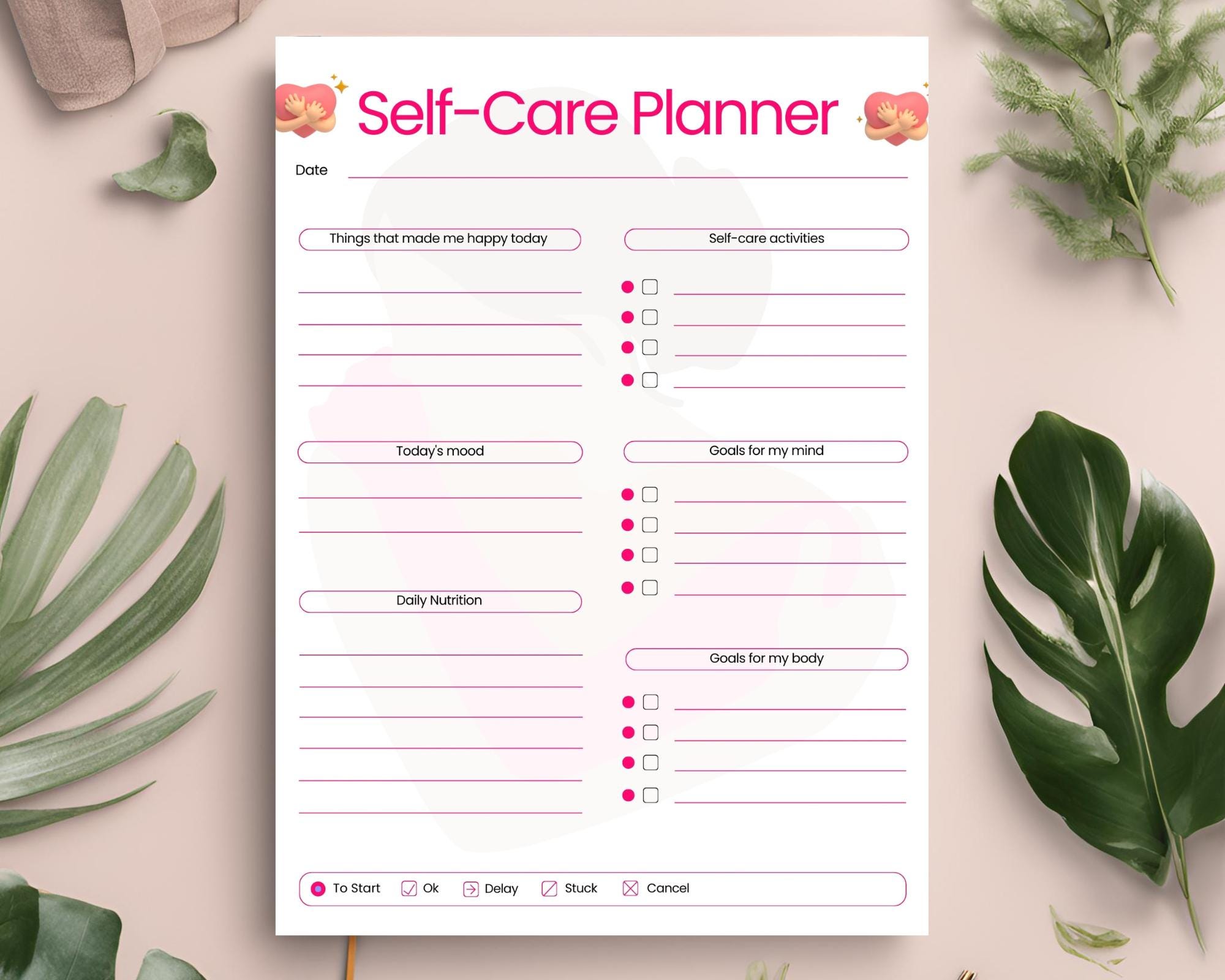 Digital Self Care Planner, Printable Self-care Tracker, Mental Health ...