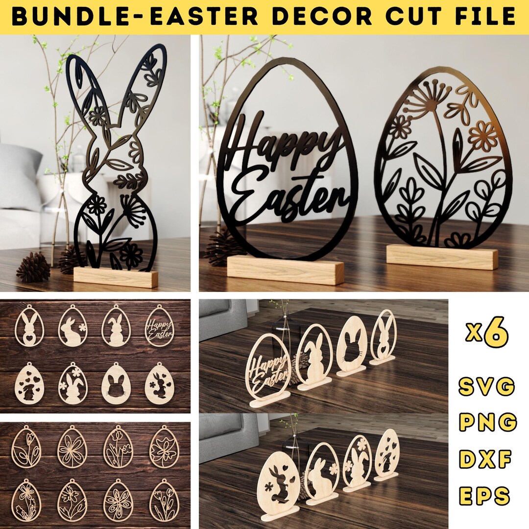 Easter Cut File Bundle - Easter Egg SVG - Easter Bunny SVG - Easter Tag ...