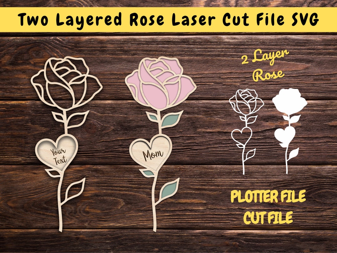 Two Layered Rose Laser Cut Svg Files - Flower Laser Cut File - Gift for ...