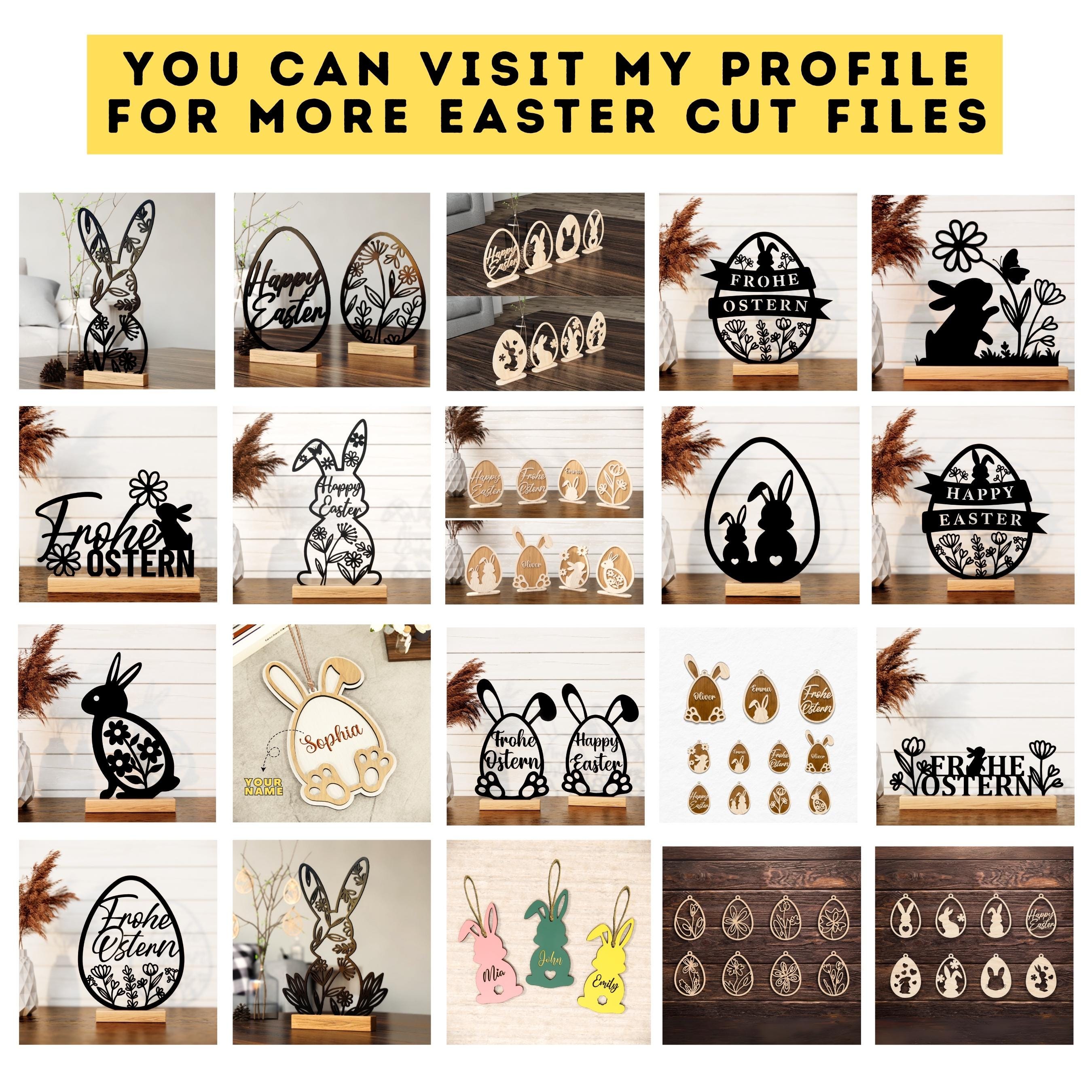 Happy Easter Laser Cut Files, Easter Decor Cut File, Easter Bunny SVG ...
