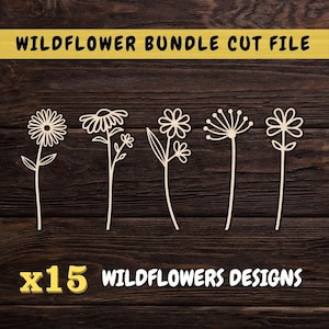 15 Wildflowers SVG Bundle, Wildflower Plotter File DXF Laser Cut Files ...