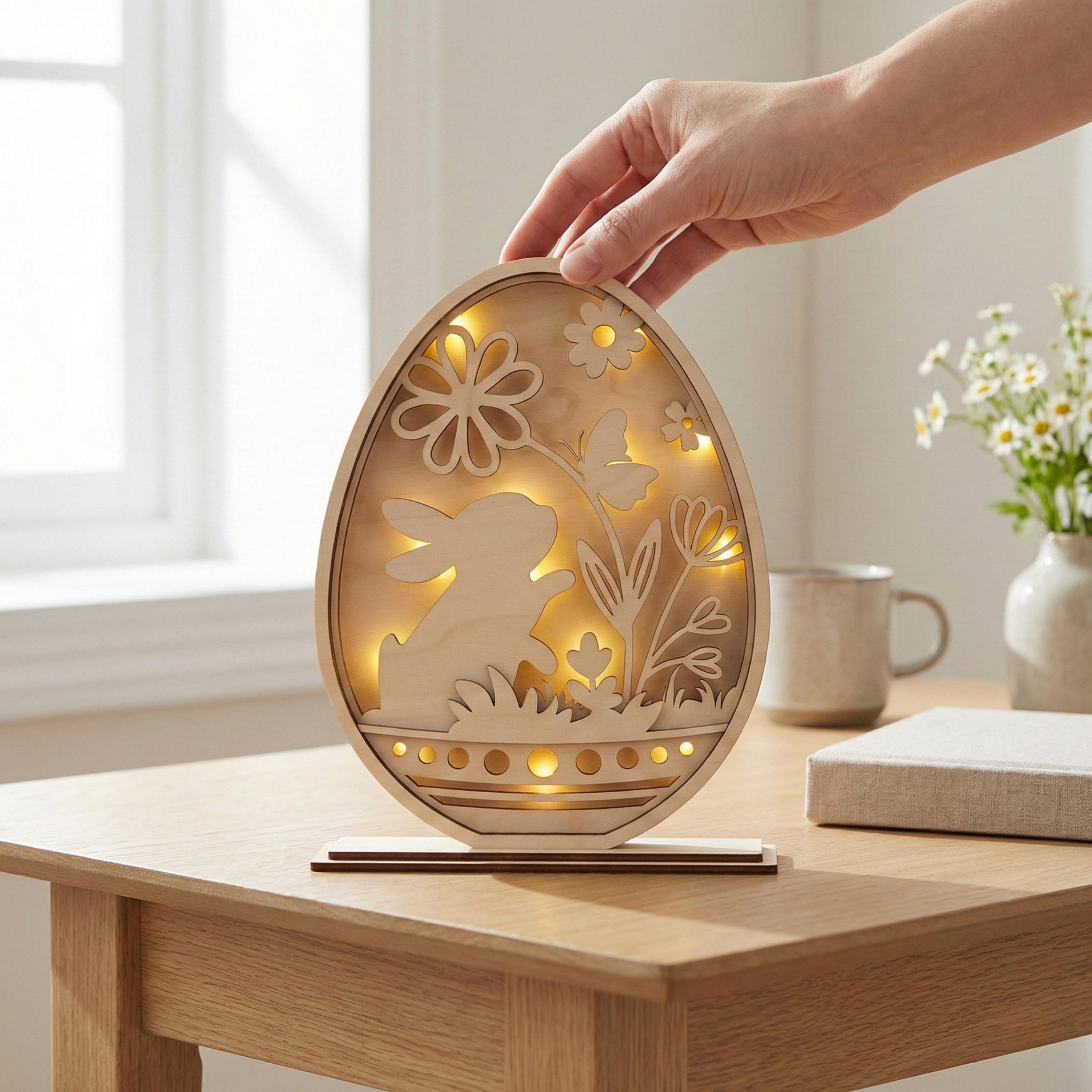Laser Cut File Easter Night Light SVG, Easter Bunny Egg Led Light for ...
