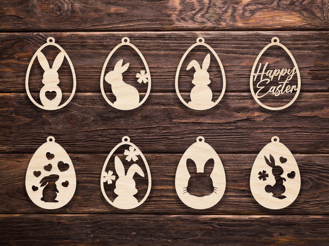 Bunny Easter Tags SVG - Easter Laser Cut File - Set of 8 Easter Tag ...