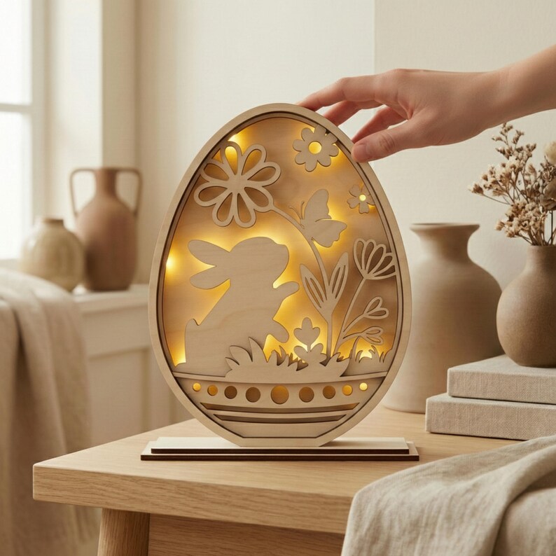 Laser Cut File Easter Night Light SVG, Easter Bunny Egg Led Light for ...