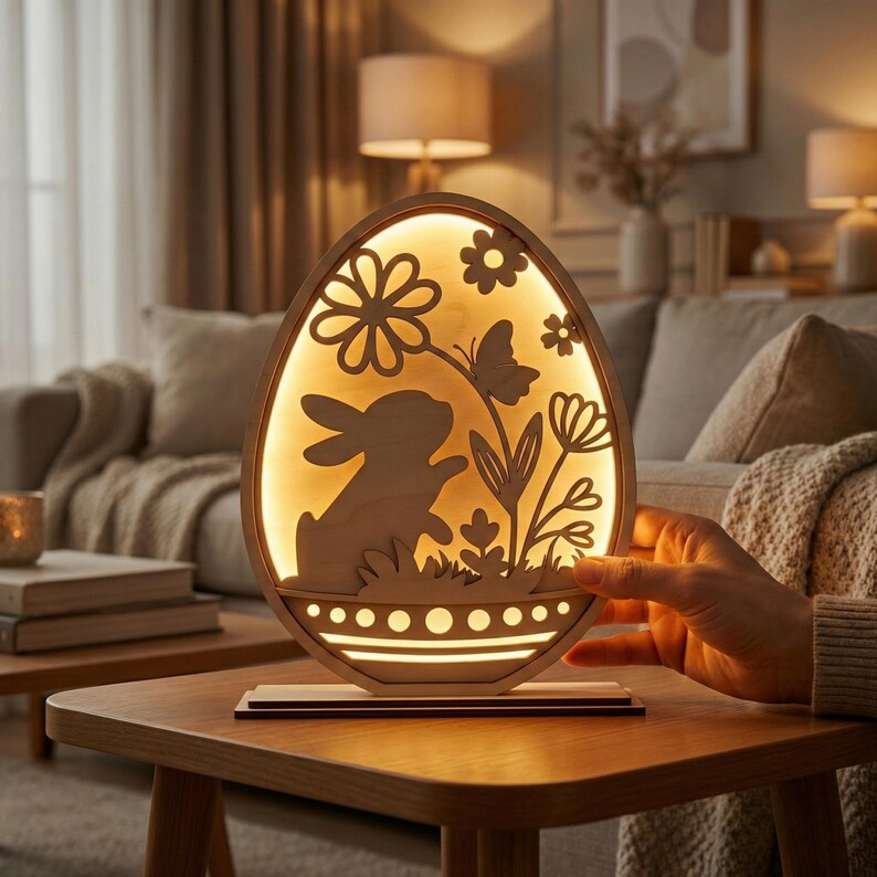 Laser Cut File Easter Night Light SVG, Easter Bunny Egg Led Light for ...