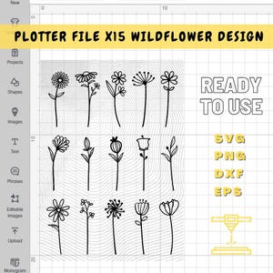 15 Wildflowers SVG Bundle, Wildflower Plotter File DXF Laser Cut Files ...