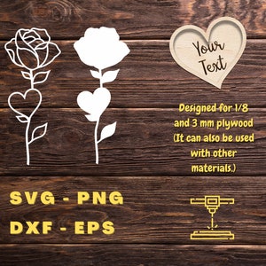 Two Layered Rose Laser Cut Svg Files - Flower Laser Cut File - Gift for ...