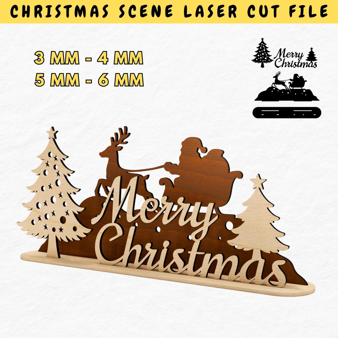Christmas Scene SVG Laser Cut, Christmas Layered Cut File, Layered ...