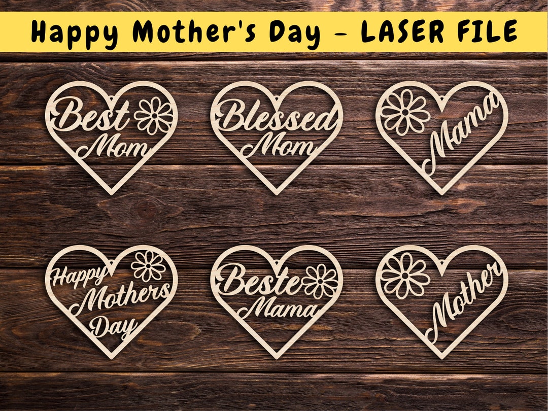 Happy Mother's Day Hearth Tag Mother's Day Laser Cut File Mom Gifts Mom ...