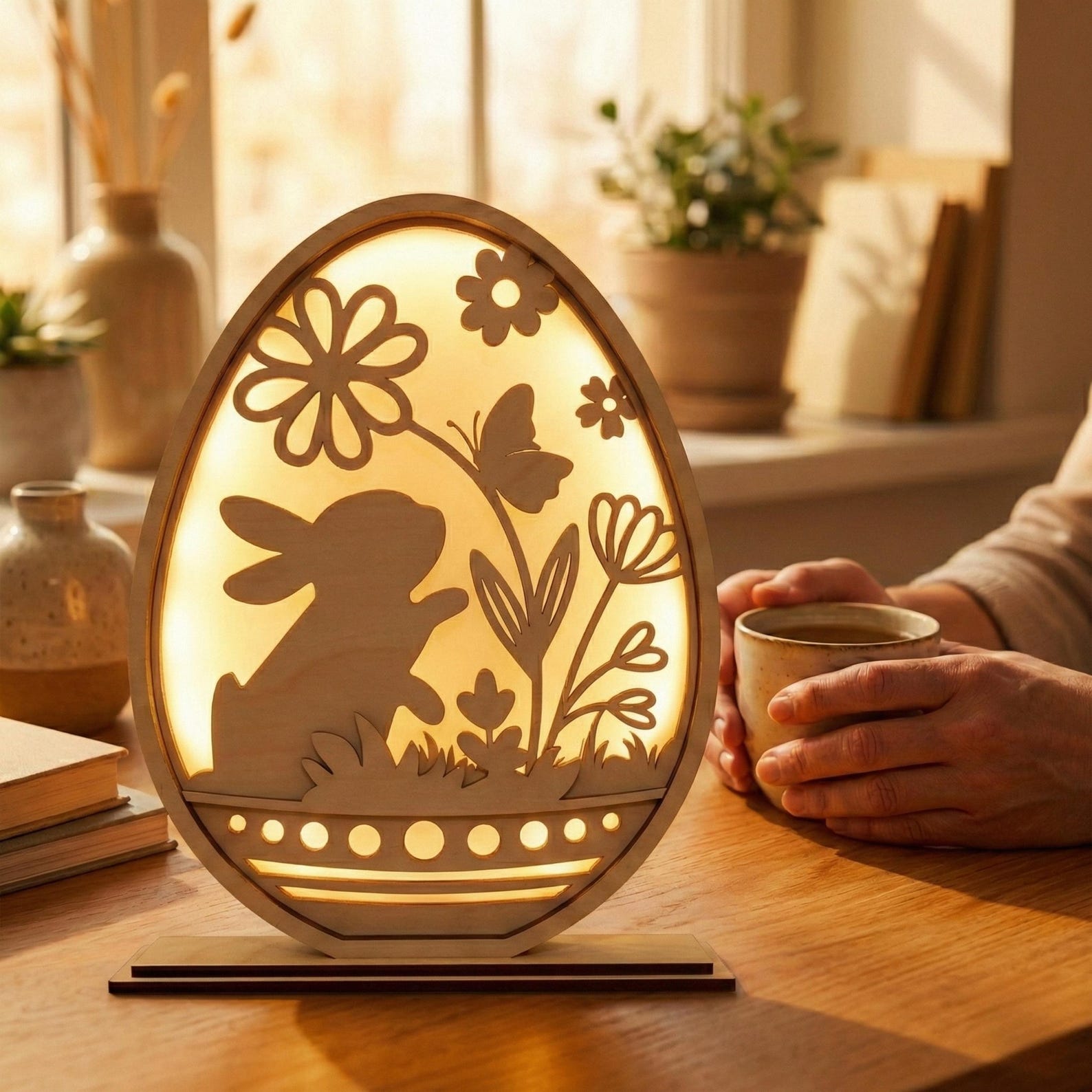 Laser Cut File Easter Night Light SVG, Easter Bunny Egg Led Light for ...