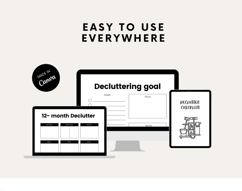 EDITABLE Declutter Check List Printable Planner Canva Cleaning Checklist Declutter Planner ...